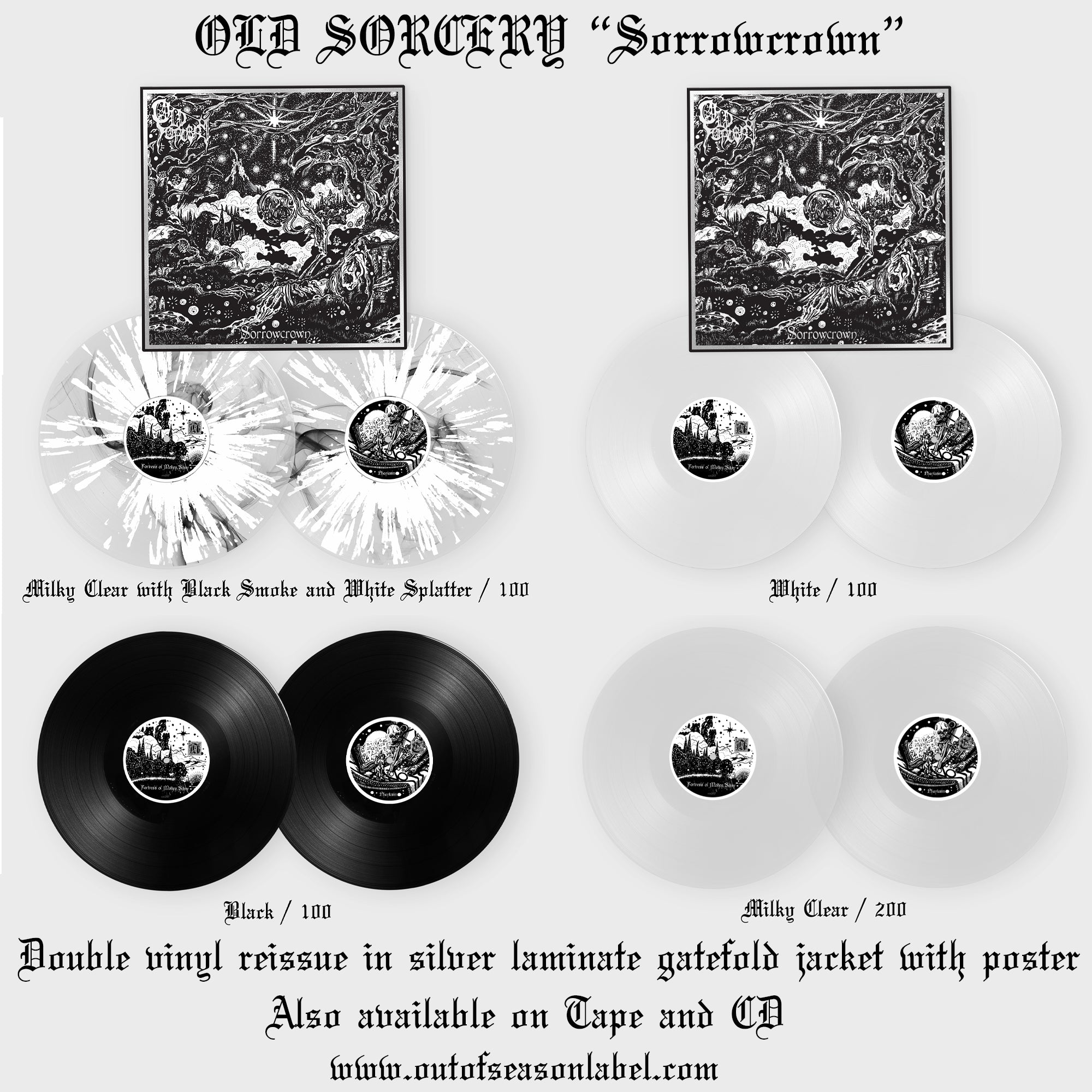 OLD SORCERY "Sorrowcrown" Deluxe Vinyl 2xLP (Silver Laminate Double LP ...